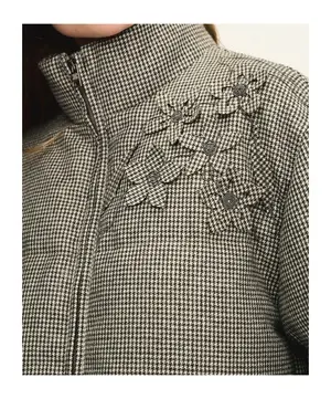 PANICALE Houndstooth-pattern Floral-appliqué Jacket