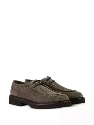 DOUCAL'S Round-toe Ribbed-velvet Derby Shoes - Brown