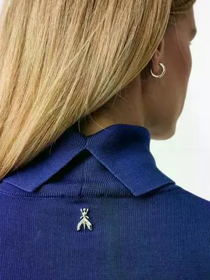 Patrizia Pepe Roll-neck Fly-plaque Sweater - Blue