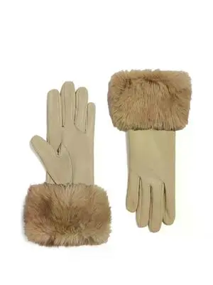 Apparis Betty Faux-fur-trim Gloves - Neutrals