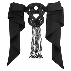 JULIA CLANCEY Leia Embroidered Necklace - Black