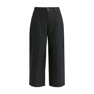 PAISIE Embroidered Polka Dots Denim Barrel Trousers In Dark Denim
