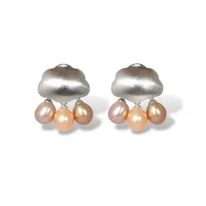 NINEMOO London Drizzle Pearl Earrings - Silver