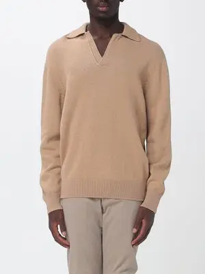 LANEUS Long-sleeved Merino Wool And Cashmere Knit Polo - Camel