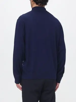 LANEUS Pure Virgin Wool Turtleneck Jumper With Ribbed Hems - Blue
