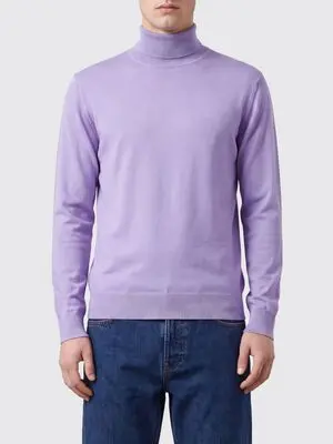 LANEUS Pure Virgin Wool Turtleneck Jumper With Ribbed Hems - Pink