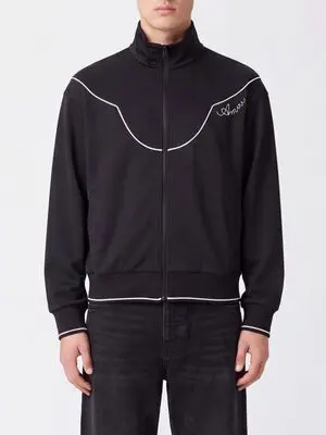 Amiri Monogram Pattern Technical Jersey Zip-up Sweatshirt With High Neck - Black