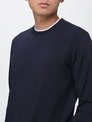 PAOLO PECORA Pure Wool Crew-neck Jumper With Long Sleeves And Ribbed Edges - Blue