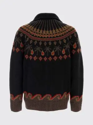 Alanui Ethnic Pattern Virgin Wool Cardigan With Buttons