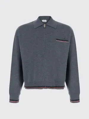 Versace Greca Pattern Wool Cardigan With Zip Closure