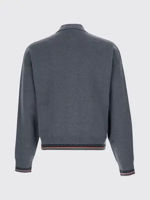 Versace Greca Pattern Wool Cardigan With Zip Closure