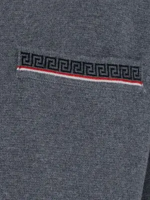 Versace Greca Pattern Wool Cardigan With Zip Closure