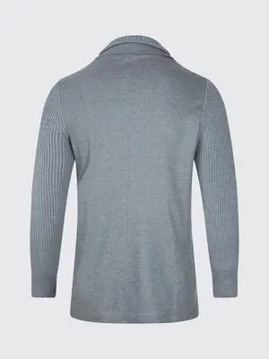 Eleventy Single-breasted Knit Wool Blazer With Notch Lapels - Grey