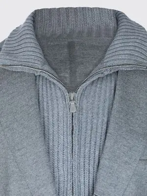 Eleventy Single-breasted Knit Wool Blazer With Notch Lapels - Grey