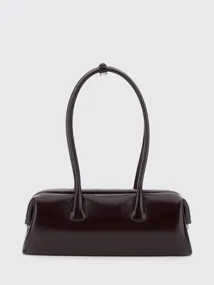 OSOI Boat Smooth Leather Shoulder Bag With Double Handle And Snap Closure - Burgundy