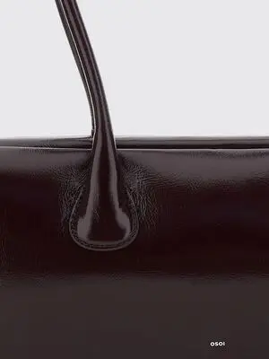 OSOI Boat Smooth Leather Shoulder Bag With Double Handle And Snap Closure - Burgundy