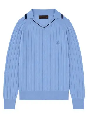 WALES BONNER Polo A Coste Con Scollo A V
