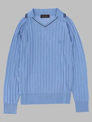 WALES BONNER Polo A Coste Con Scollo A V