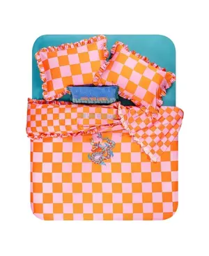 ZSA ZSA ZSU Lahor 300 Tc Satin Duvet Cover Set Checked