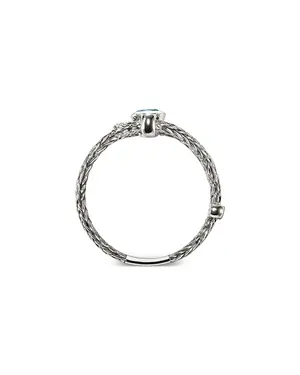 John Hardy Sterling Icon Swiss Blue Topaz Halo Ring - Silver