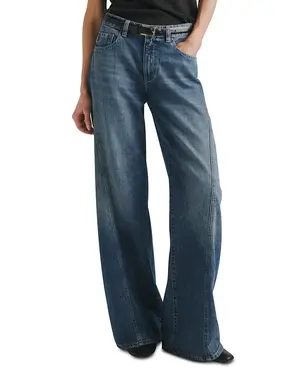 DL1961 Alex Petite Highluxe Mid Rise Baggy Wide Leg Jeans - Authentic