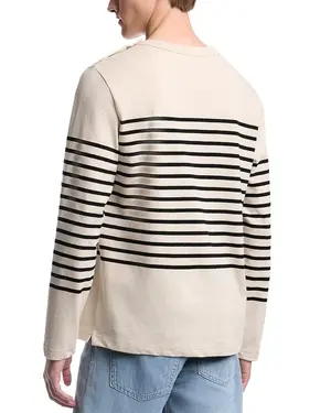 Emporio Armani Cotton & Linen Stripe Button Collar Shirt
