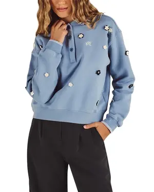 MALBON Naomi Blossom Cotton Polo Neck Sweatshirt
