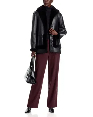 Theory Shearling Button Front Coat