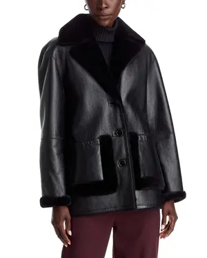 Theory Shearling Button Front Coat
