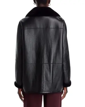 Theory Shearling Button Front Coat