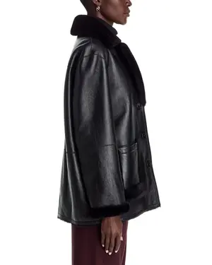 Theory Shearling Button Front Coat