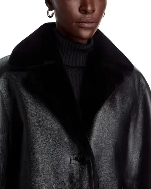 Theory Shearling Button Front Coat