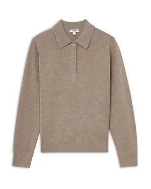 REISS Brooke Merino Wool Polo Sweater - Neutral
