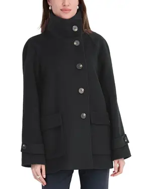 Tahari Harper Funnel Neck Coat - Black