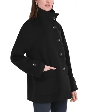 Tahari Harper Funnel Neck Coat - Black