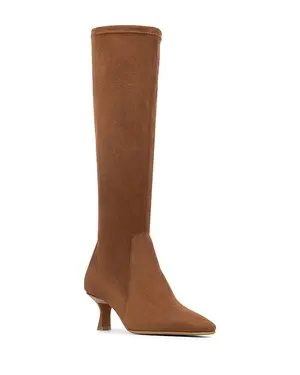 DONALD PLINER Stretch Suede Knee High Boots - Saddle
