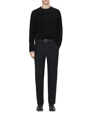 ALLSAINTS York Straight Fit Pleated Trousers - Black