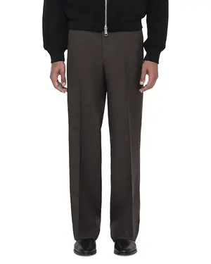 ALLSAINTS York Straight Fit Pleated Trousers - Chocolate