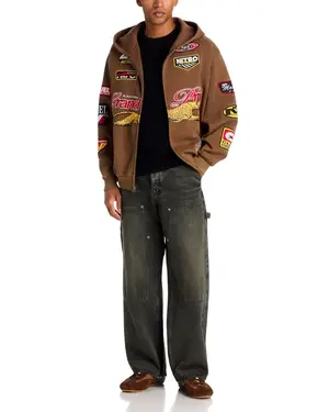 PACSUN Grand Prix Cotton Blend Zip Graphic Hoodie