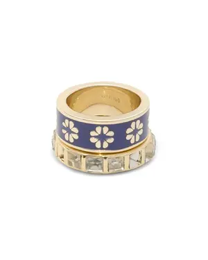 Ramy Brook Aria Enamel & Crystal Ring Set