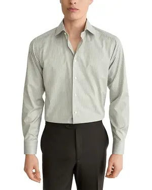 Eton Cotton Slim Fit Stripe Shirt - Medium Green