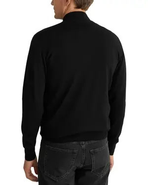 Eton Merino Wool Quarter Zip Knit Sweater - Black