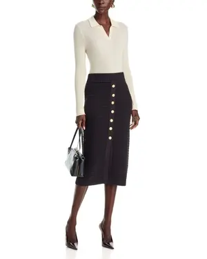 TOCCIN Tani Cotton Knit Midi Skirt