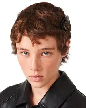 Miu Miu Patent Leather Hair Clip, 3.14 - Black