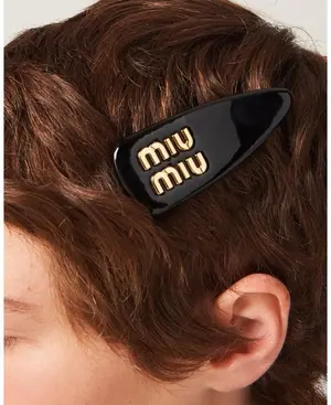 Miu Miu Patent Leather Hair Clip, 3.14 - Black