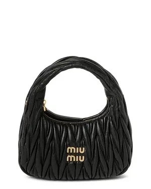 Miu Miu Wander Matelasse Nappa Lambskin Hobo Bag - Black