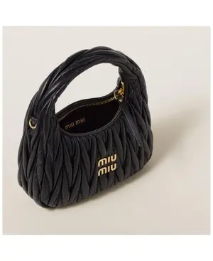Miu Miu Wander Matelasse Nappa Lambskin Hobo Bag - Black