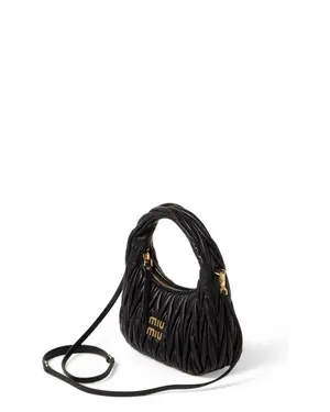 Miu Miu Wander Matelasse Nappa Lambskin Hobo Bag - Black
