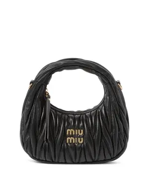 Miu Miu Wander Matelasse Nappa Leather Hobo Mini-bag - Black