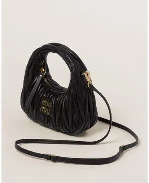 Miu Miu Wander Matelasse Nappa Leather Hobo Mini-bag - Black